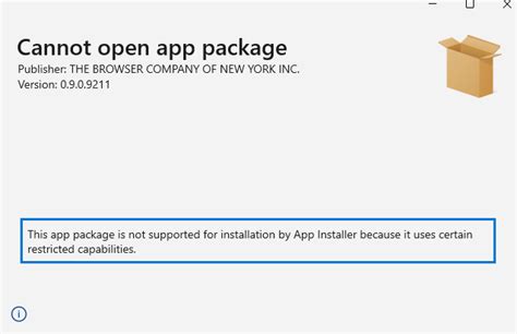 Windows App Installer Wont Work Because Restricted Capabilities Rarcbrowser