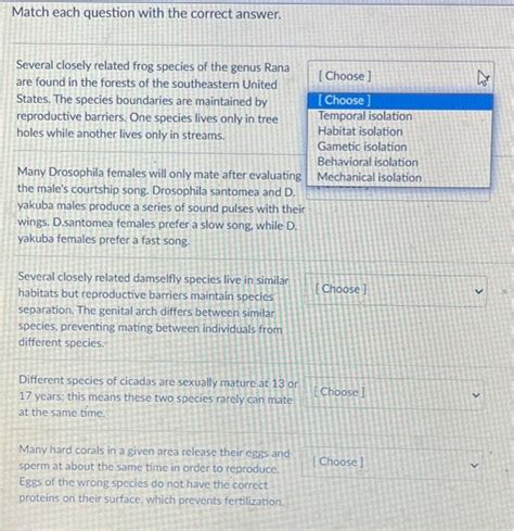 solved match each question with the correct answer several
