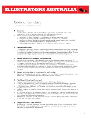 Fillable Online This Document Outlines The Code Of Ethics Adopted By Illustrators Australia IA