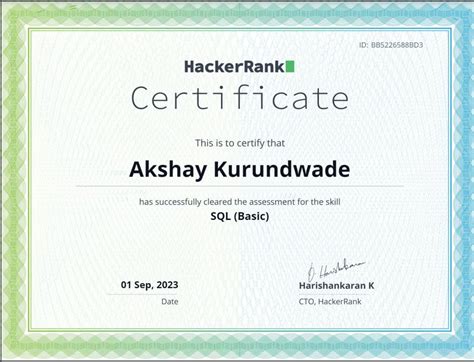 Learner Sql Certification Achievement Akshay Kurundwade