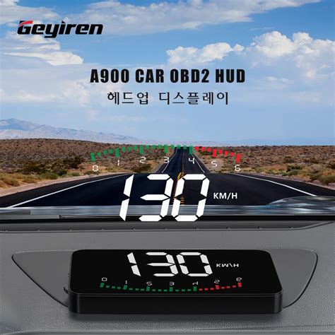 Geyiren Hud 헤드 업 디스플레이 자동차 Obd2 Eobd 프로젝터 앞 유리 디지털 과속 수온 알람 A900 자동차 속도계 Aliexpress