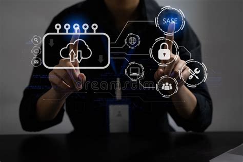 Hand Touching Secure Access Service Edge Icon On Smartphone Virtual