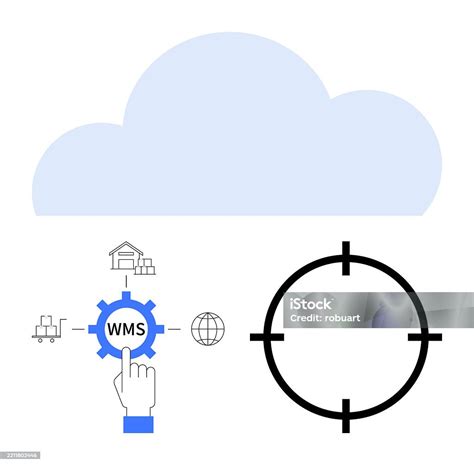 공급망 효율성을 위한 클라우드 통합 및 정밀 타겟팅을 갖춘 창고 관리 시스템 V12에 대한 스톡 벡터 아트 및 기타 이미지
