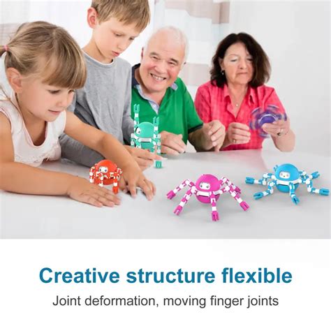 변형 가능한 손가락 끝 기계식 자이로 재미있는 문어 얼굴 스왑 피젯 스피너 변형 가능한 Diy 기계식 체인 로봇 손가락 끝 자이로 어린이 및 성인을 위한 감압 선물
