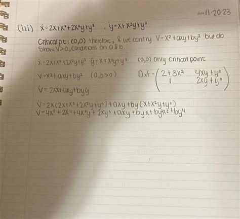 solved for number 3 use lyapunov function to determine rhe