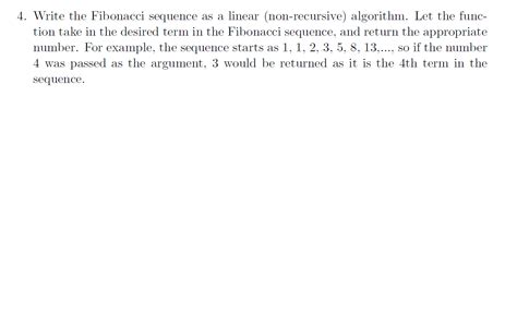 Solved 4 Write The Fibonacci Sequence As A Linear