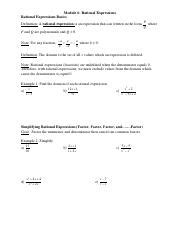 Module Rational Expressions Pdf Module Rational Expressions Rational Expressions Basics