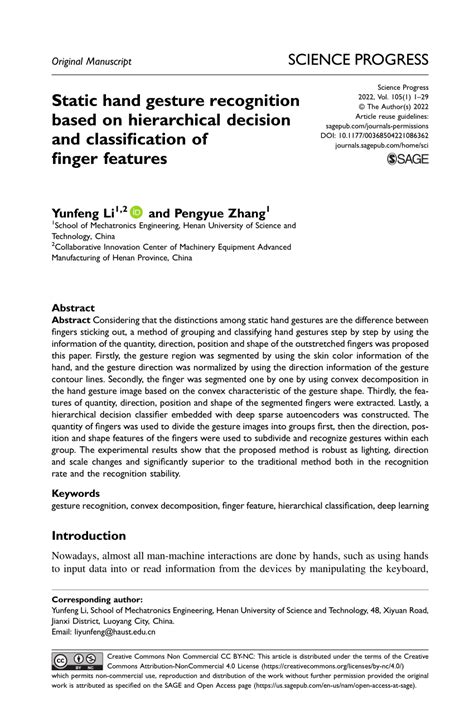 Pdf Static Hand Gesture Recognition Based On Hierarchical Decision
