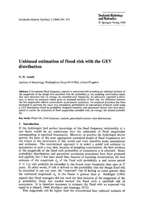 Pdf Unbiased Estimation Of Flood Risk With The Gev Distribution