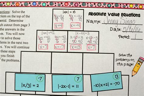 Math In Demand Absolute Value Equations Activity