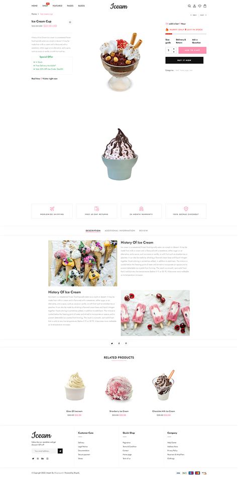 Iceam Ice Cream Shop Responsive Shopify Theme