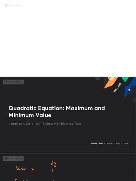 Quadratic Equation Maximum And Minimum Value With Anno Pdf