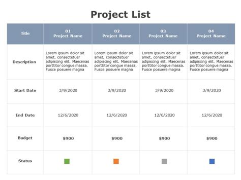 Project Task List 10 PowerPoint Template