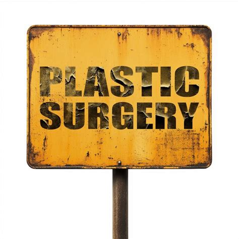 Plastic Surgery Written On Rusted Yellow Road Sign Isolated On Solid