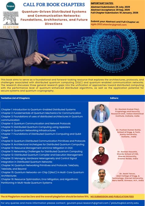 📢 Call For Book Chapters Book Title Quantum Driven Distributed Systems… Dr Sashi Tarun