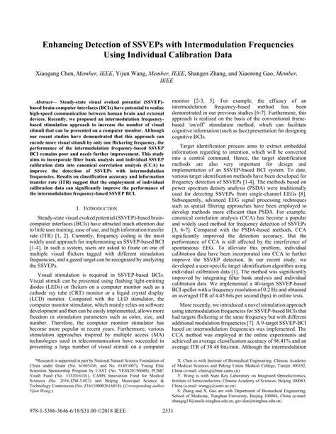Pdf Enhancing Detection Of Ssveps With Intermodulation Frequencies