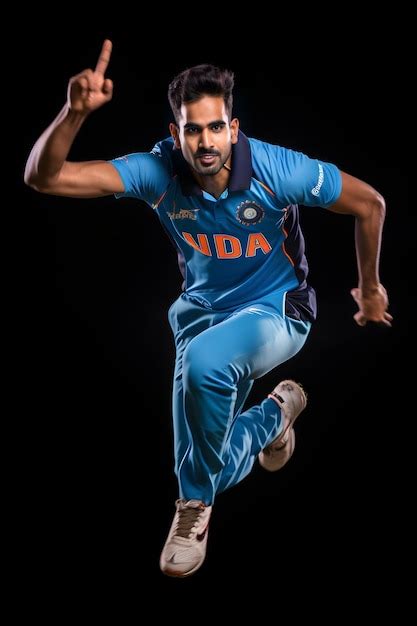 Premium Photo Bhuvneshwar Kumar Resilient Indian Cricketer In Action