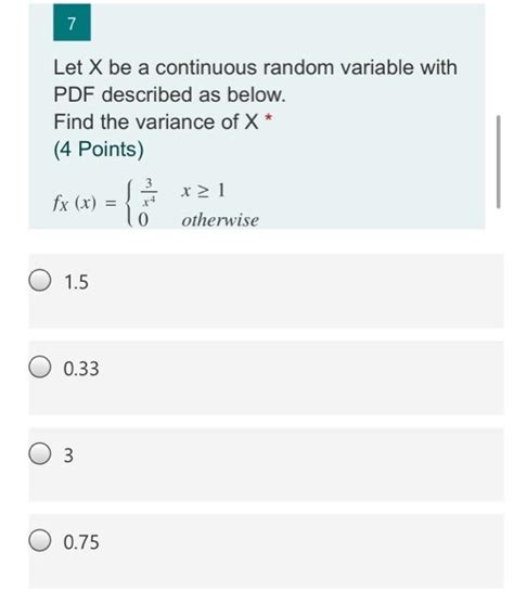 solved 7 let x be a continuous random variable with pdf