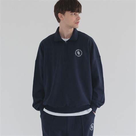 서클 로고 반집업 오버핏 맨투맨 네이비 감도 깊은 취향 셀렉트샵 29cm