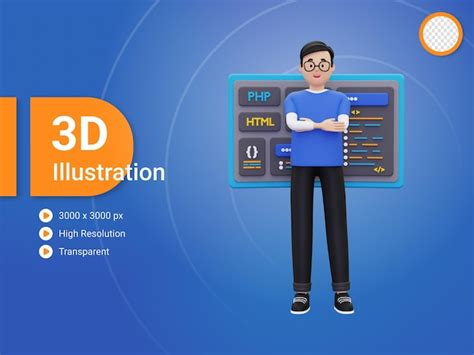 Premium Psd 3d Web Development Illustration