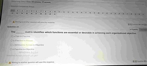 Solved The ___________ ﻿matrix identifies which functions | Chegg.com
