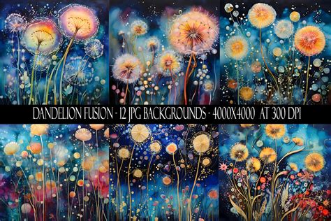 Dandelion Fusion Backgrounds Graphic By Digital Paper Packs · Creative