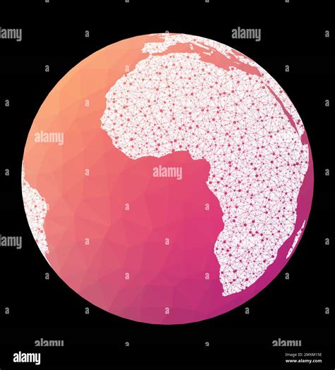 World Network Map Satellite Tilted Perspective Projection Wired Globe In Satellite