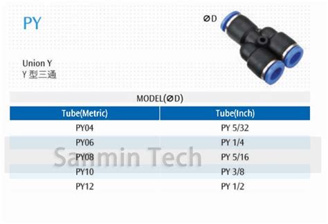 PY Air Compressor Pneumatic Union Y Fitting Quick Connecting PU Tube Accessories Push In Fitting