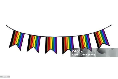 다채로운 화환 게이 프라이드 플래그 해피 프라이드 데이 Lgbtq 커뮤니티 프라이드의 달 포스터 스티커 로고 카드에 대 한 벡터 손으로 그린 낙서 Lgbt 프라이드의 달에