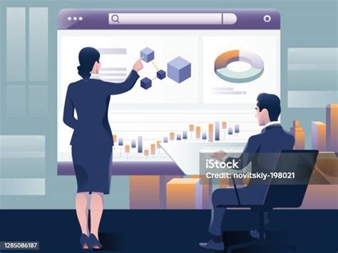 사람들은 대시보드를 구축하고 그래프와 상호 작용합니다 웹 사이트 및 모바일 웹 사이트에 대한 데이터 분석의 현대 평면 디자인