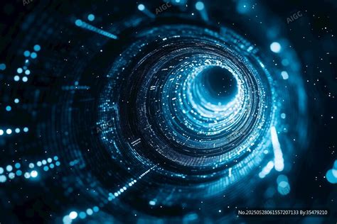 Ai创作图科技 虚拟 数字 隧道 蓝色 光效 未来感 空间 线条 粒子 网络 科幻 界面 动态 视 昵图网