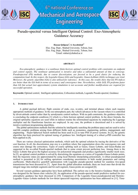Pdf Pseudo Spectral Versus Intelligent Optimal Control Exo Atmospheric Guidance Accuracy