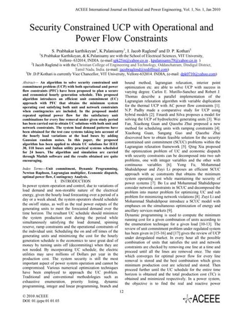 Security Constrained Ucp With Operational And Power Flow Constraints Pdf
