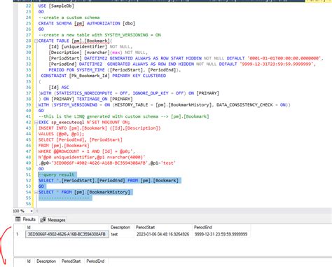 Sql The Temporal Tables Is Not Working With The Custom Schema And