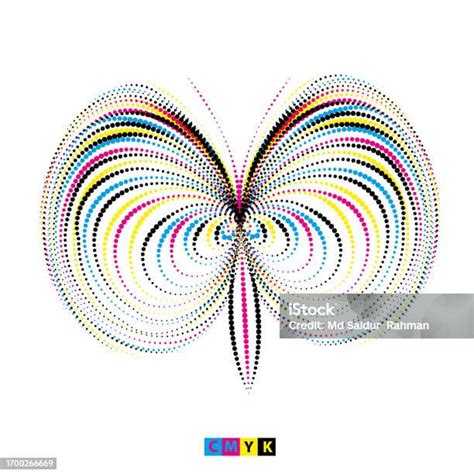 Cmyk 컬러 라인 하프 톤 도트 효과 흰색과 검은 색 선 그리기 기호 로고 타입 하프 톤 벡터 텍스처 라운드 서클 그리드 추상 청록색 스팟 라운드 디자인 그래픽 잉크 견본