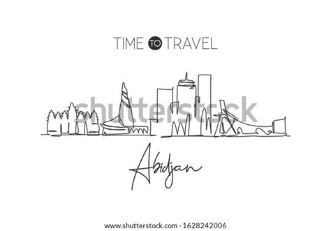 One Single Line Drawing Abidjan City Stock Vector (Royalty Free) 1628242006 | Shutterstock
