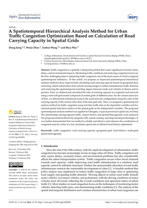 Pdf A Spatiotemporal Hierarchical Analysis Method For Urban Traffic