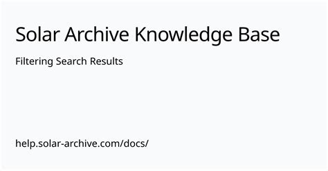 filtering search results solar archive knowledge base