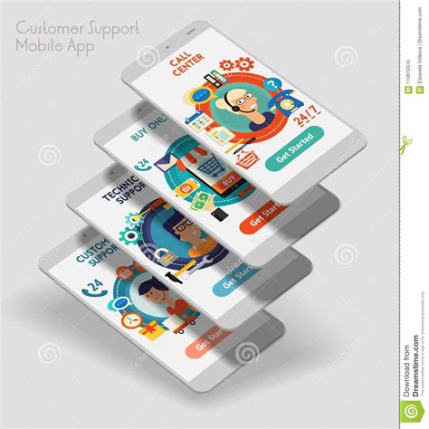 Flat Design Responsive Ui Mobile App With 3d Mockups Stock Vector Illustration Of Ecommerce