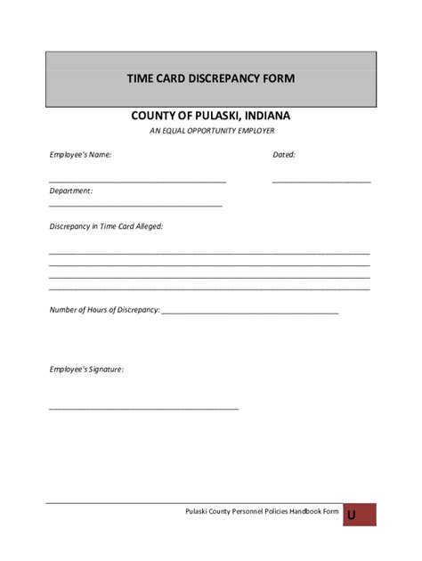 Time Card Discrepancy Form County Of Pulaski Fill Out And Sign Online