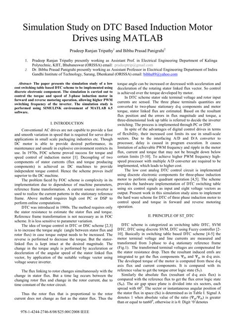 Pdf Simulation Study On Dtc Based Induction Motor Drives Using Matlab