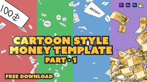 깔끔한 만화 일러스트 스타일의 돈 지폐 동전 템플릿 9세트 Premiereprotemplate Finalcuttemplate Downloadtemplate