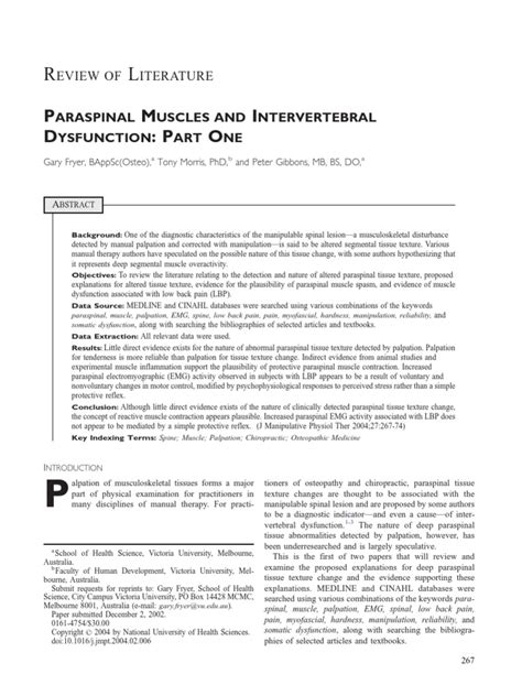 Paraspinal Muscles And Intervertebral Dysfunction Part 1 Pdf