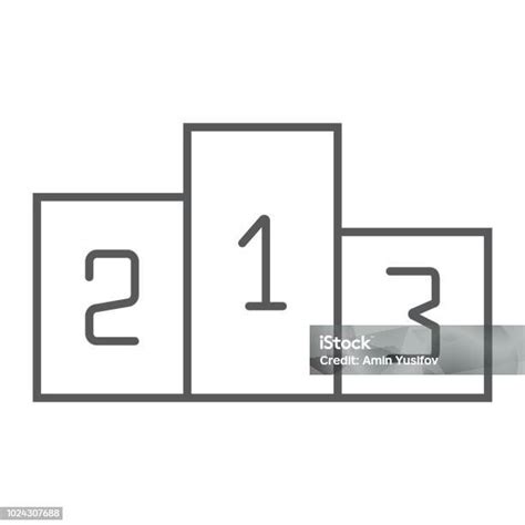 연단 선 아이콘 수상 및 승리 받침대 스포츠 서명 벡터 그래픽 흰색 배경 Eps 10에 선형 패턴 1위에 대한 스톡 벡터 아트