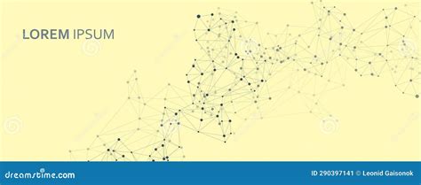 Abstract Connect Dots And Lines On Yellow Background Science And Technology Vector Illustration