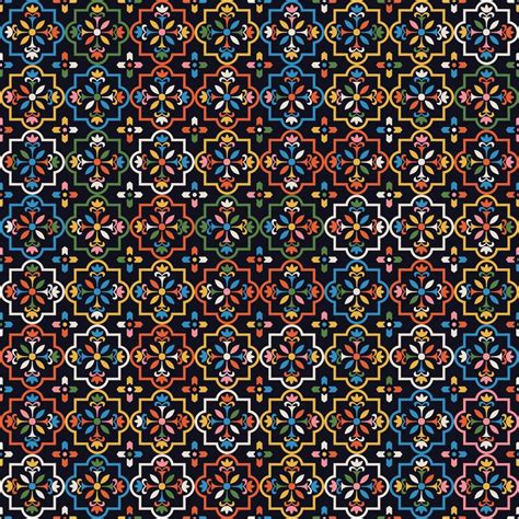 Abstract Retro Geometric Seamless Pattern Bright Colorful Nostalgic