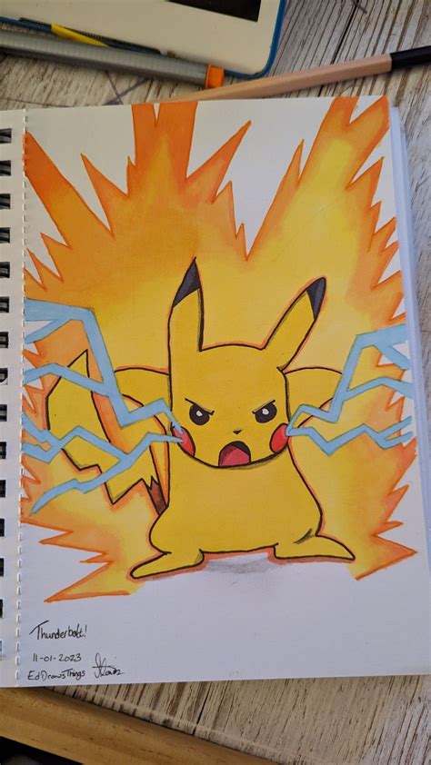 pikachu thunderbolt drawing