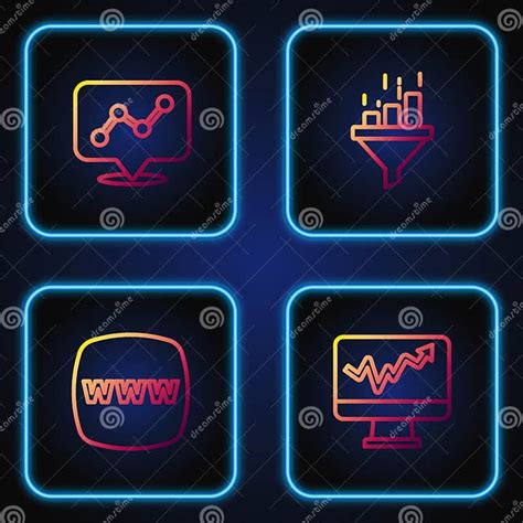 Set Line Monitor With Graph Chart Website Template Graph Infographic And Sales Funnel