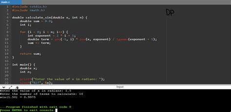 C Program To Calculate The Value Of Sin X