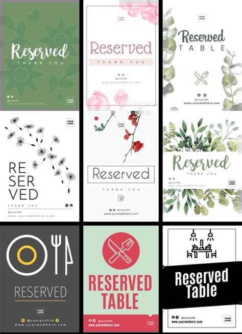 Printable Reserved Table Signs